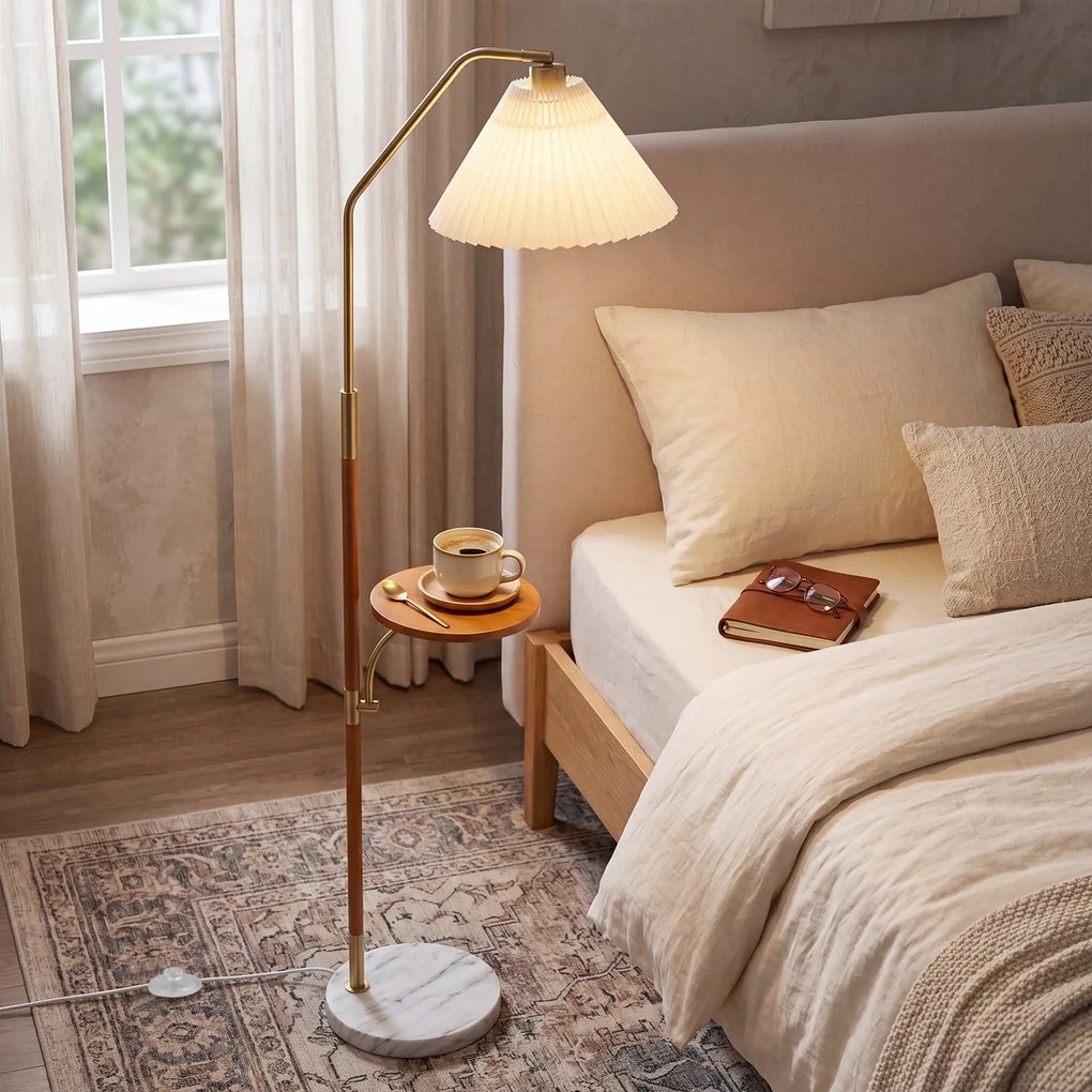 Costway Stojací lampa 160 cm s policí skládaného papírového stínidla