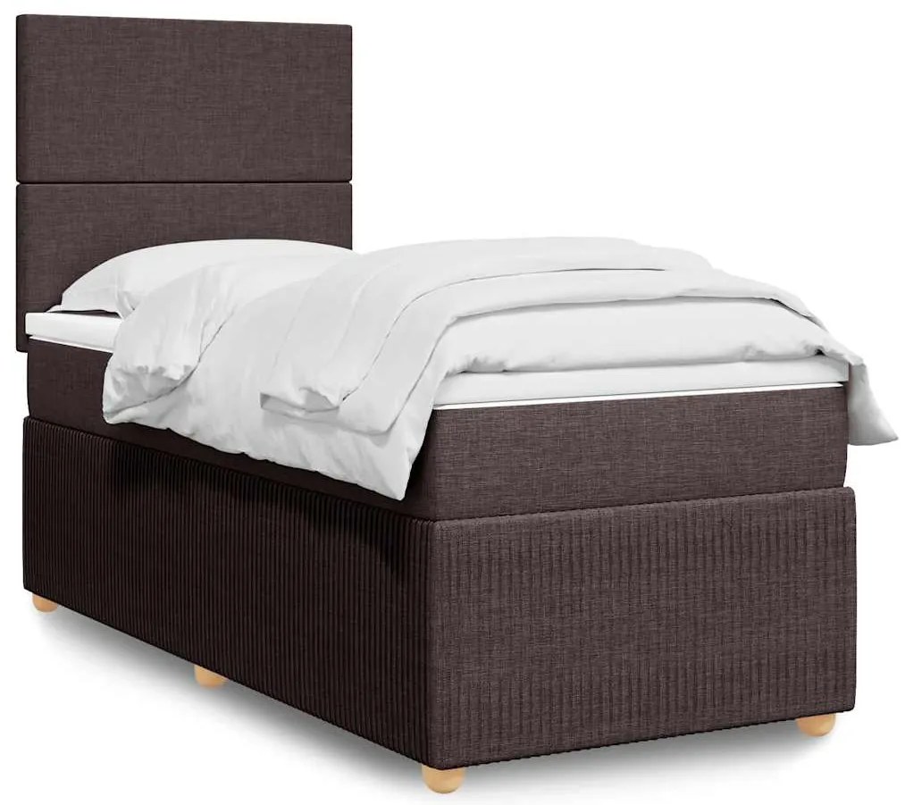 Box spring postel s matrací tmavě hnědá 90x200 cm textil 3291935