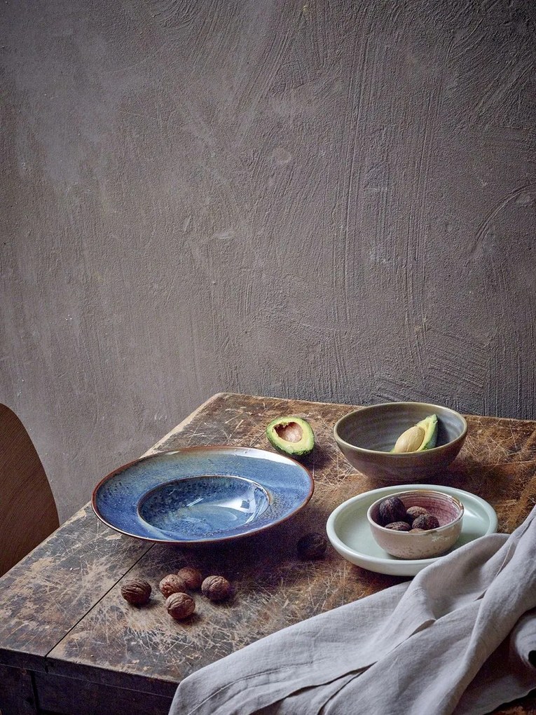 HKLIVING Rustikálně modrý keramický talíř na těstoviny Pasta Chef 28,5 x 6cm
