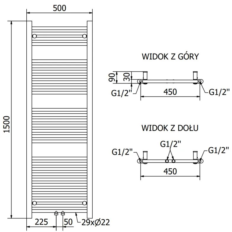 Mexen Mars, topné těleso 1500 x 500 mm, 626 W, černá, W110-1500-500-00-70