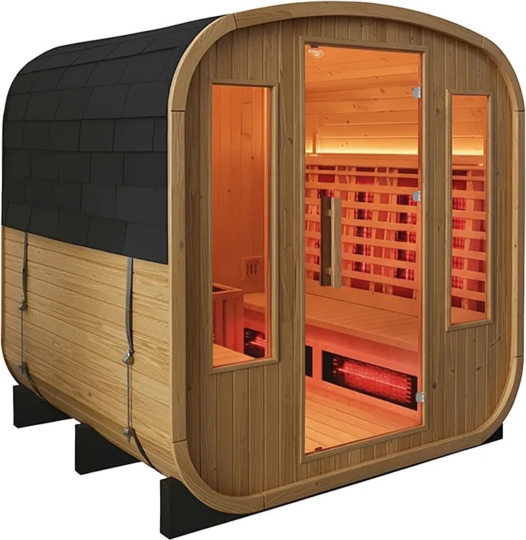 BPS-koupelny Zahradní kombinovaná sudová sauna 2v1  - Infrasauna + finská sauna 180x200, 4-6 osob
