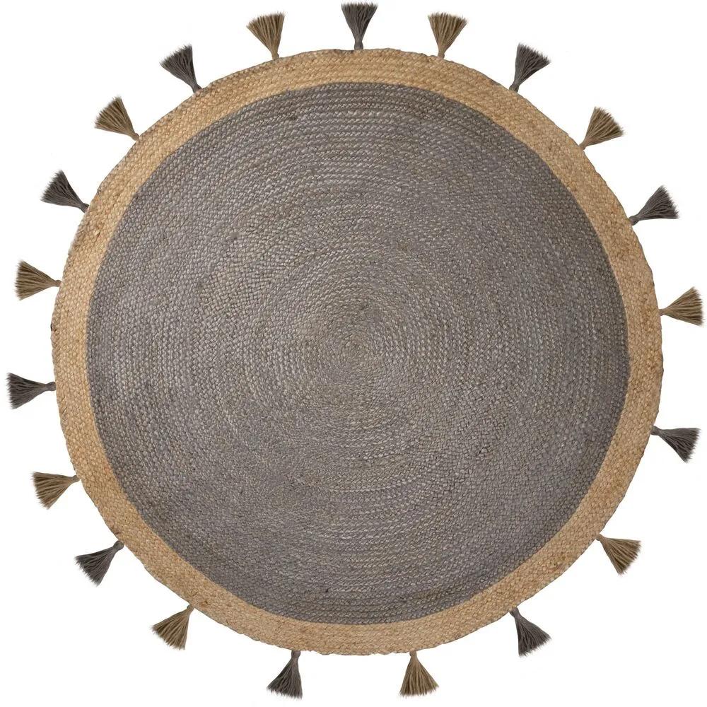 Flair Rugs koberce Kusový koberec Lunara Jute Circle Grey ROZMĚR: 150x150 (průměr) kruh