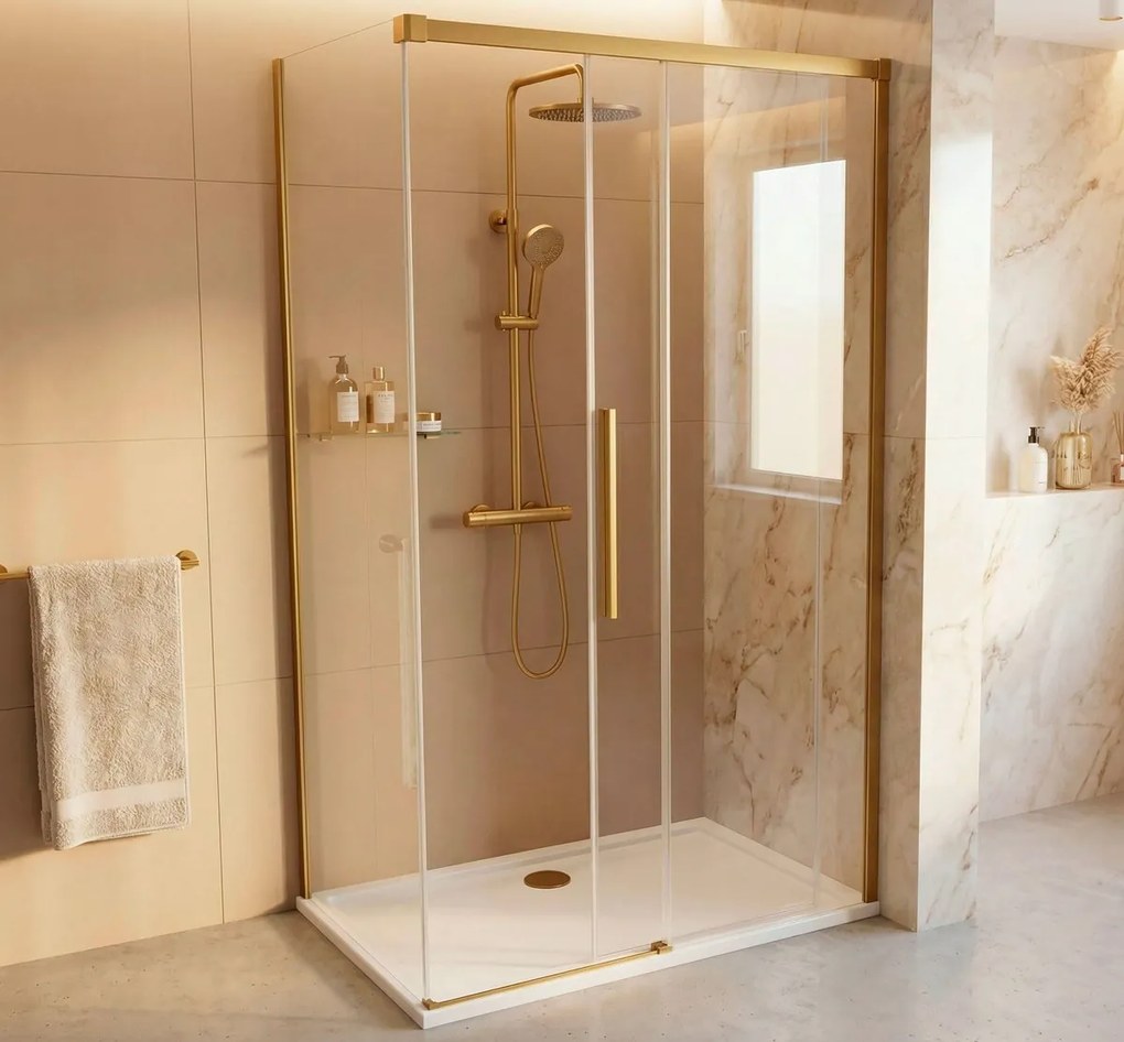 Gelco Luxor Gold Matt sprchový kout obdélníkový 120 x 100 x 200 cm L/P varianta posuvné zlatá čiré sklo GU1212GGU5610G