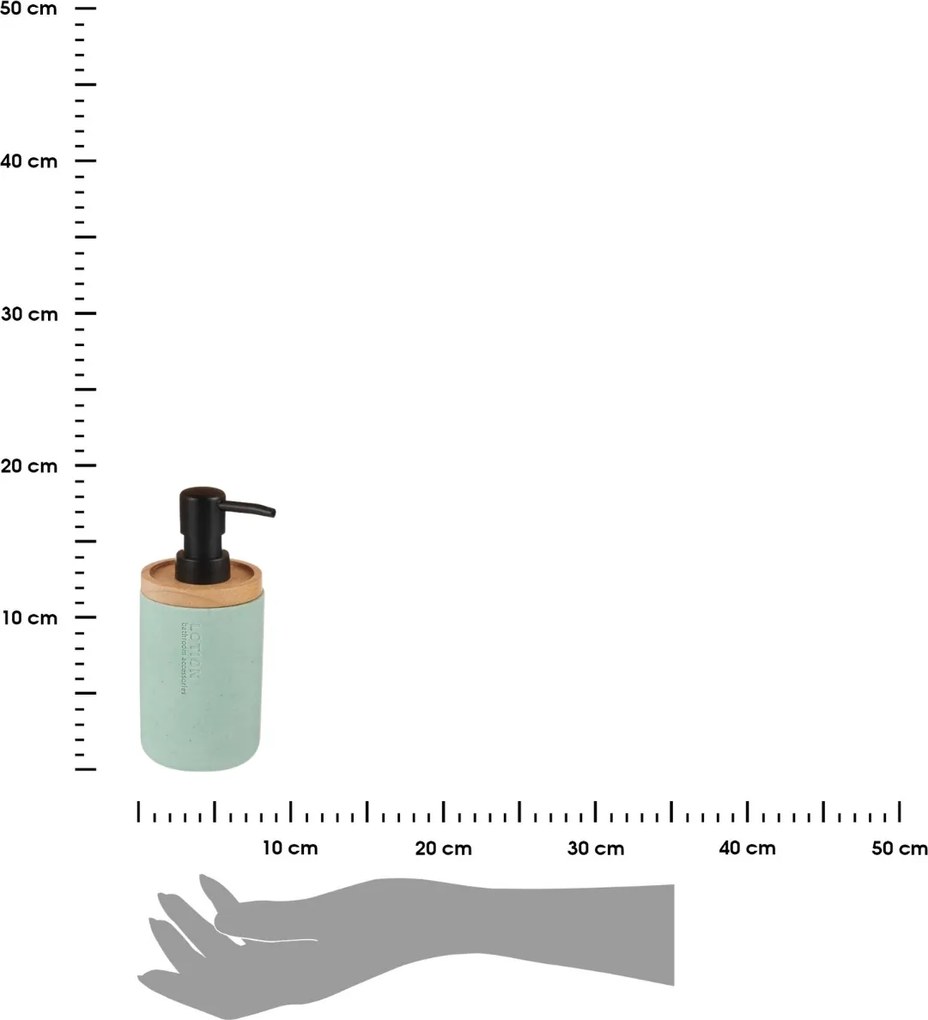 Dávkovač mýdla Loudis, mátová/s dřevěnými a černými prvky, 280 ml
