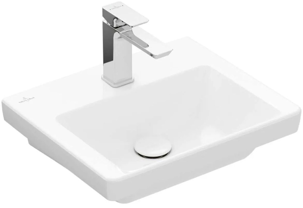 Villeroy & Boch Subway 3.0 - Umývátko 45x37 cm, bez přepadu, otvor pro baterii, CeramicPlus, Stone White 437046RW