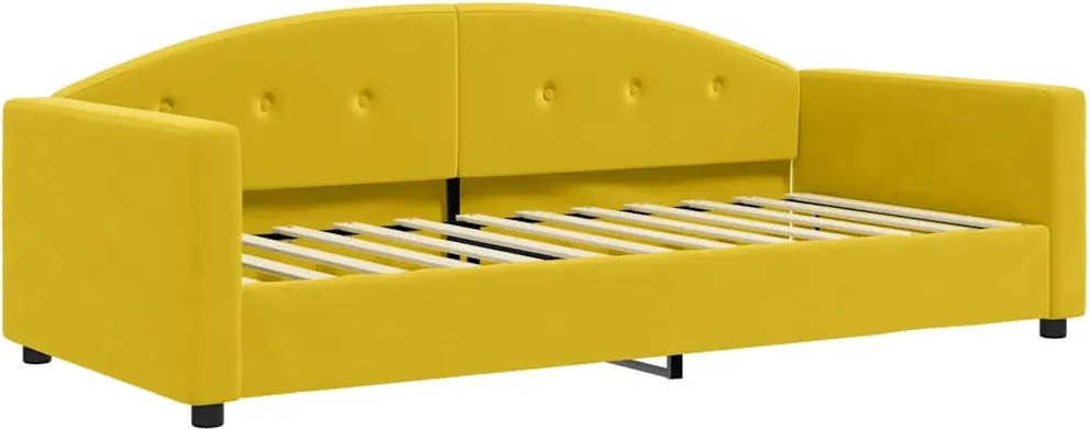 Válenda s matrací žlutá 90 x 200 cm samet 3197282