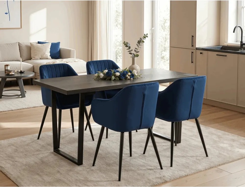 Jídelní stůl HT-R5216 GREY, lamino, šedý dub (160 x 80) cm
