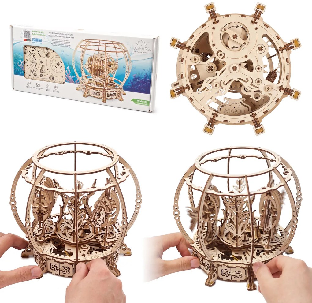 Ugears 3D dřevěné mechanické puzzle Mechanické akvárium