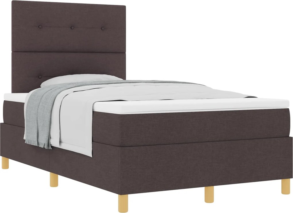 Postel s boxspringem s čelo Tmavě hnědá 120 x 190 cm textil 3339605