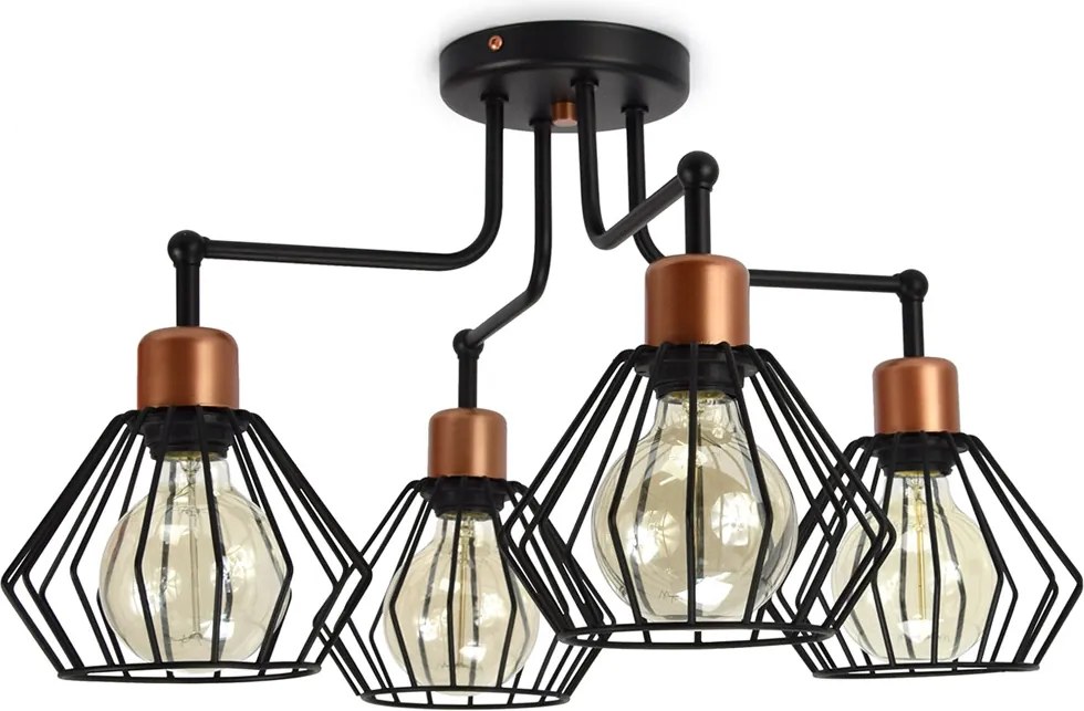 Lampa Stropní Svítidlo Loft Edison z drátu 720-4