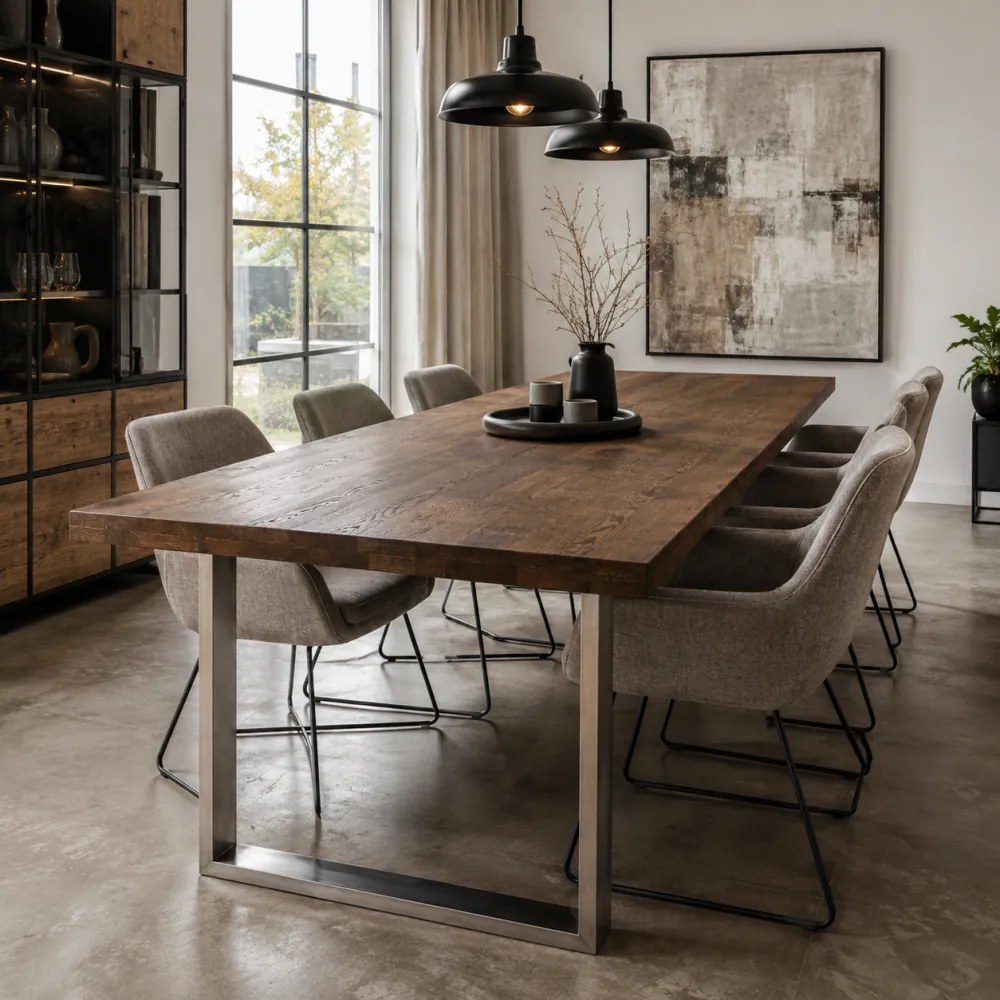 Vystavený jídelní stůl ORLEAN 220 × 90 cm – dub olej tmavý