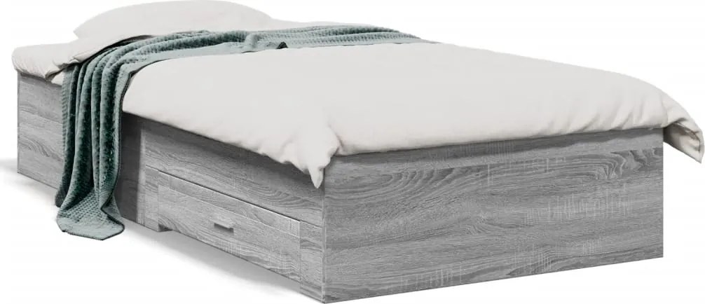 Rám postele se zásuvkami šedý sonoma 90x200 cm kompozitní dřevo 3280431