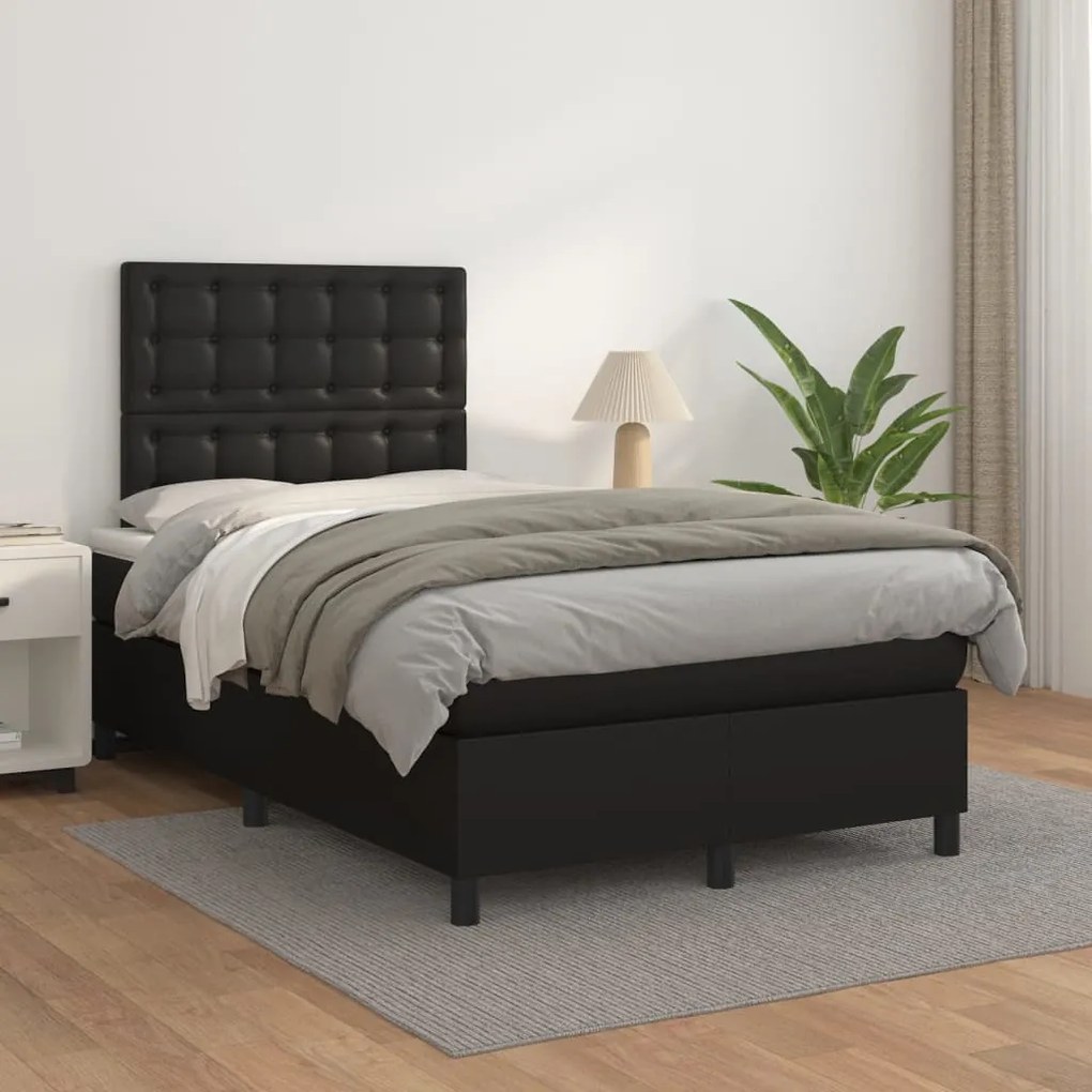 Box spring postel s matrací černá 120 x 200 cm umělá kůže