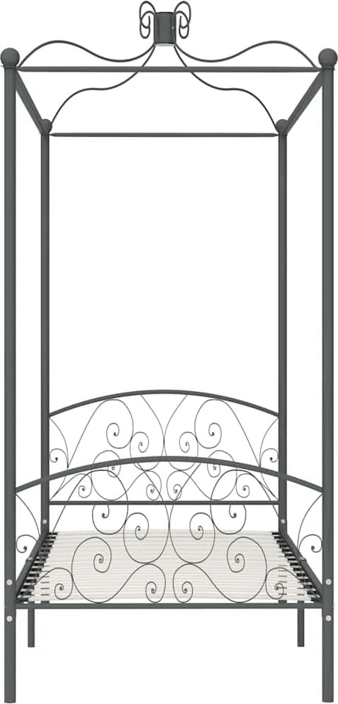 Rám postele s nebesy šedý kovový 90 x 200 cm 284480