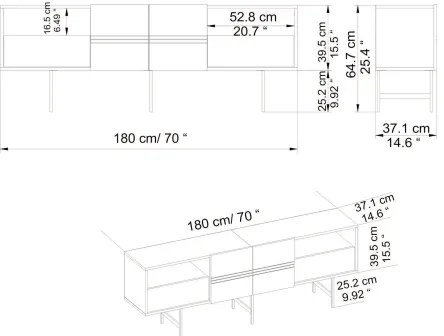 TV stolek DERIN 64,7x180 cm bílá