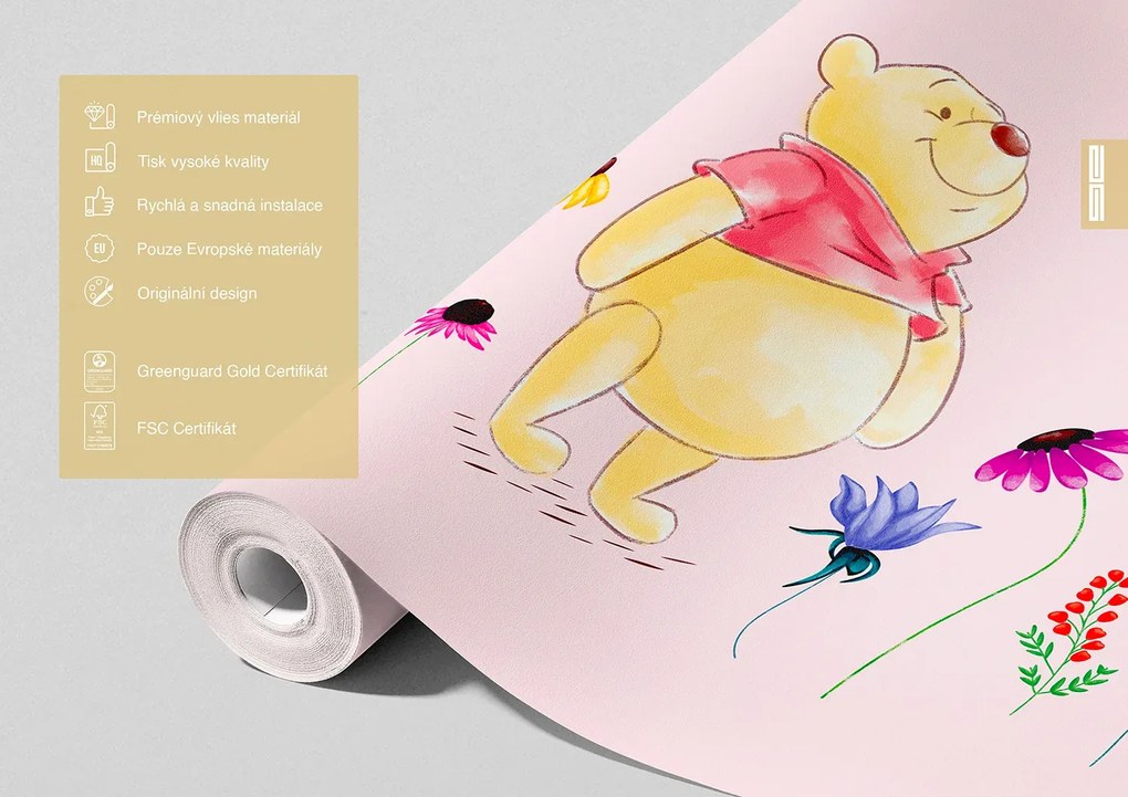 Dětská vliesová fototapeta na zed' Medvídek Pú Květiny, Disney | 155 x 110 cm | DFTDNM 5266