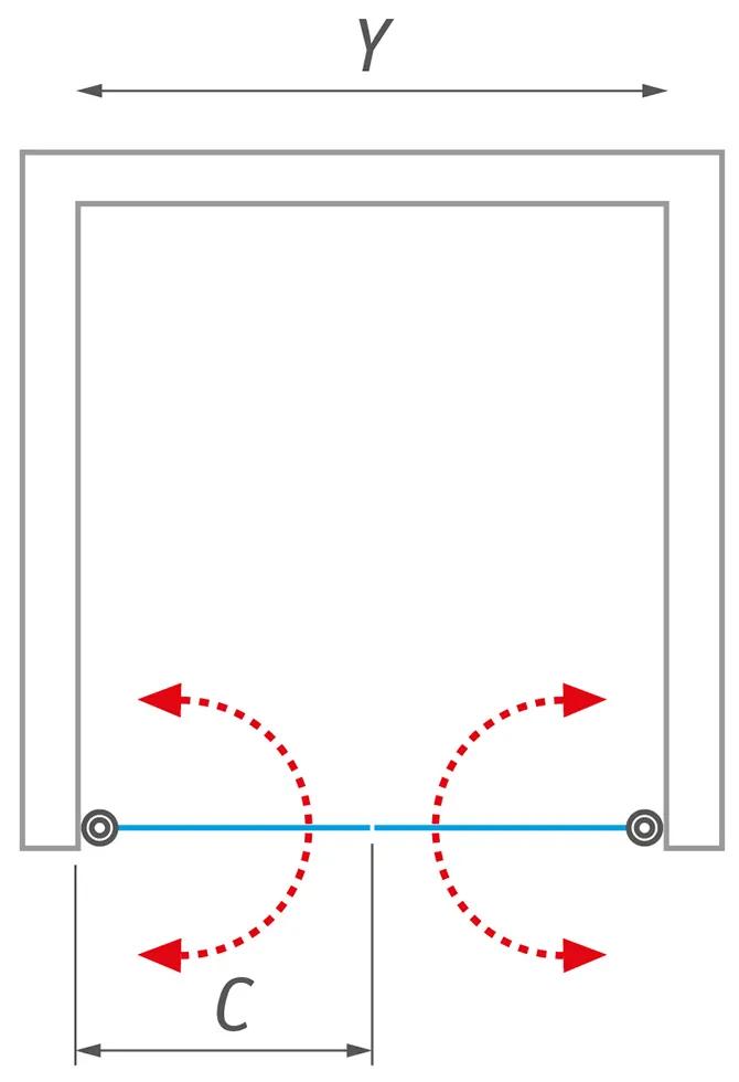 Roth TOWER LINE TCN2 Dvoukřídlé sprchové dveře pro instalaci do niky 90 cm Profil: Lesk, Sklo: Potisk