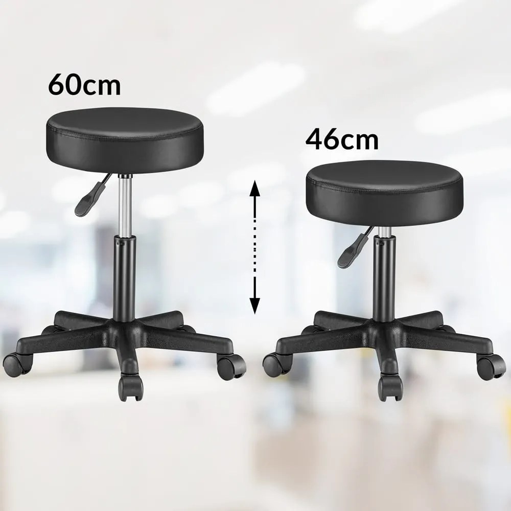 Taburetka na kolečkách BONY, Ø35cm, černá Jurhan