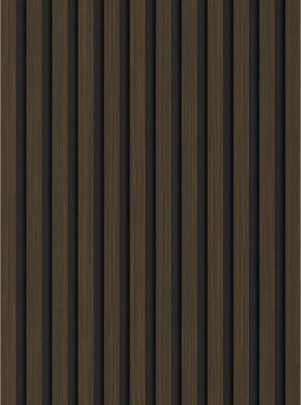 Mexen Lam-F, akustické stěnové lamely 275 × 30 cm, plstěný podklad 8 mm, technická dýha, ořech pálený, S105-275307-3015-024