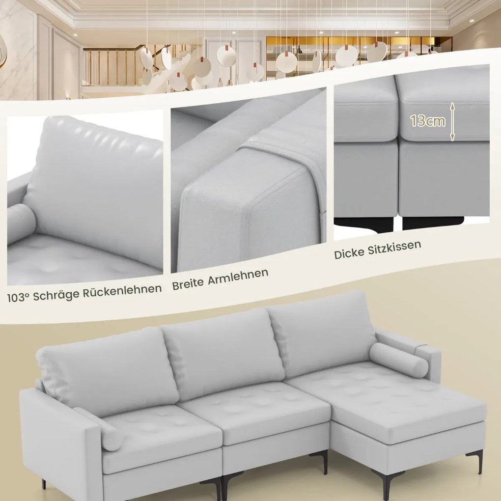 Costway Multiple Combination Sofa Collection Sections Modular s porty USB