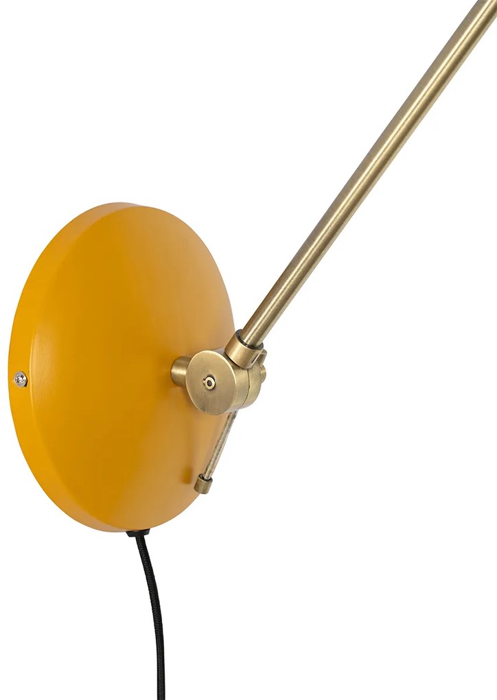 Retro nástěnná lampa ocelová žlutá s bronzem - Milou
