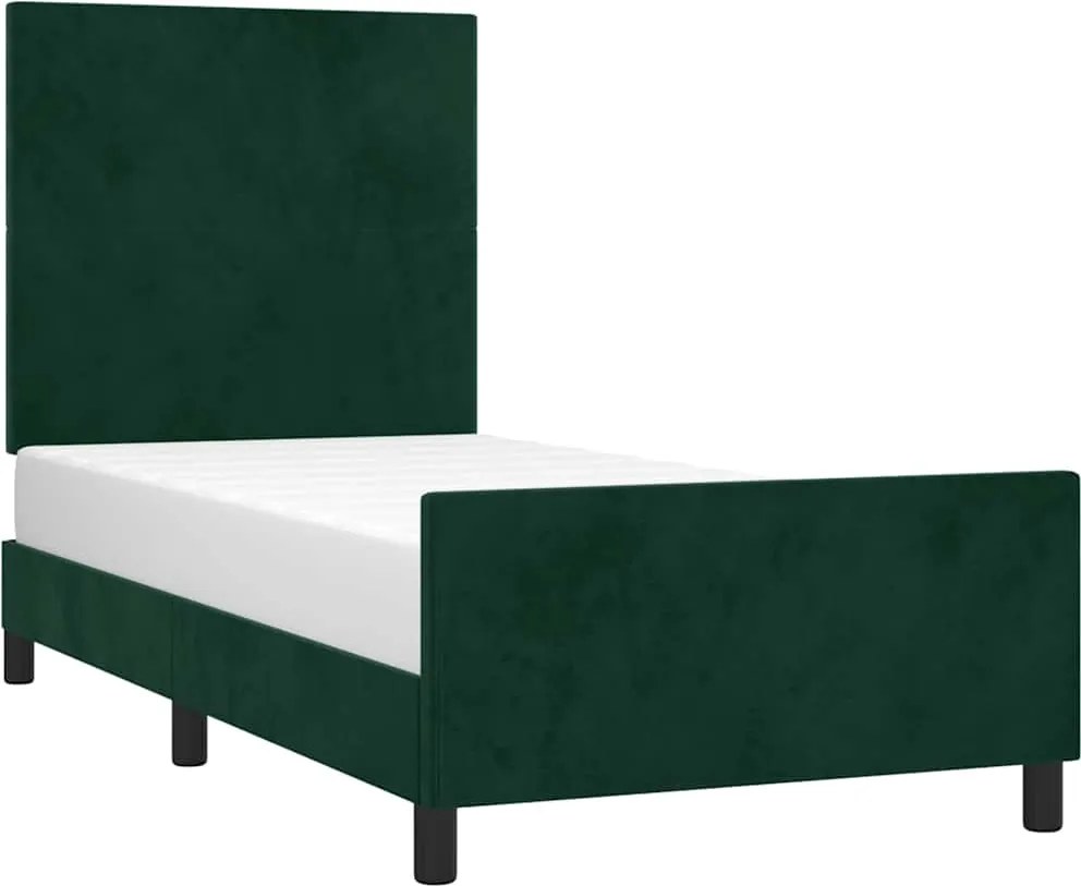 Rám postele bez matrace tmavě zelená 90 x 190 cm samet 3125608