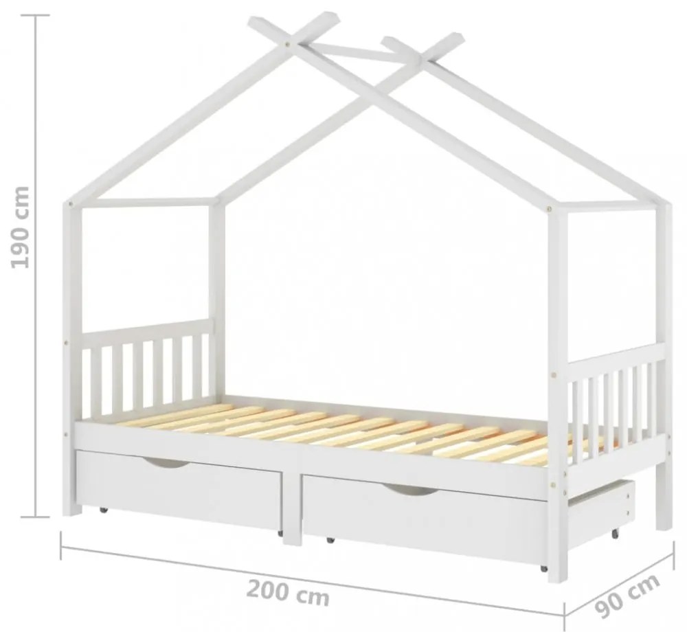 Dětská postel 90x200 borovice Dekorhome Bílá