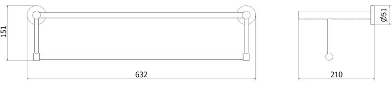 Mexen Remo, police s věšákem na ručníky, zlatá matná, 7050720-55