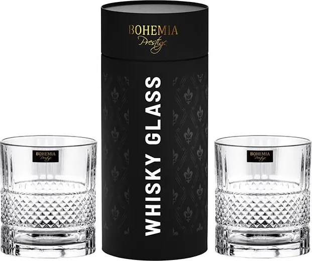 BOHEMIA PRESTIGE ELEGANTE SKLENICE NA WHISKY V TUBĚ 320ML SADA 2KS