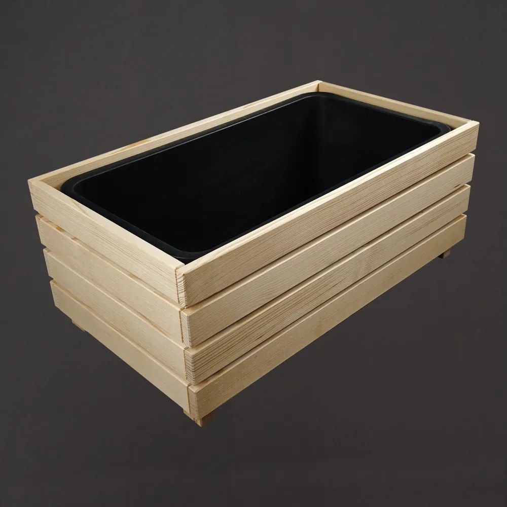 AMADEA Dřevěný designový vyvýšený záhon s nádobou uvnitř 1 kus, 76x43,6x31cm