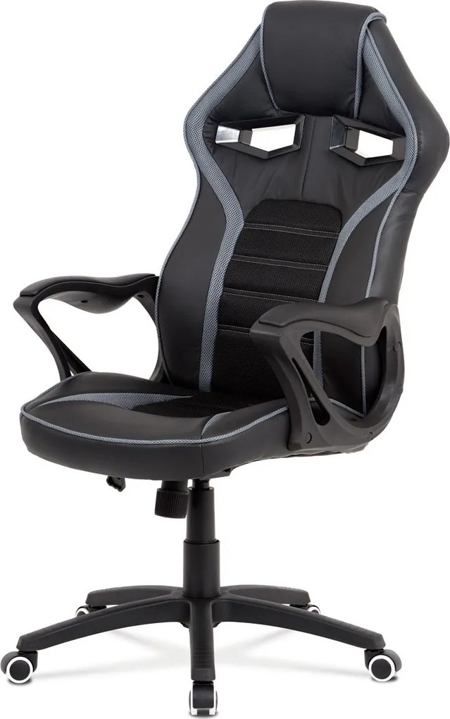 Autronic Kancelářská židle, černá látka + MESH, šedá MESH, kříž plast černý, houpací mech KA-G406 GREY