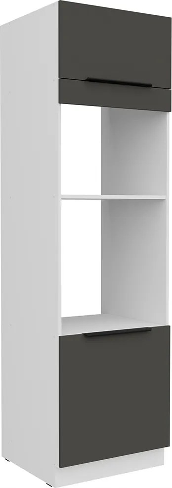 ARIA po | vysoká skříňka 60 DPM-210 2F na vestavnou troubu a mikrovlnku | 60 cm | ANTI FINGERPRINT povrch | bílá/šedá grafit