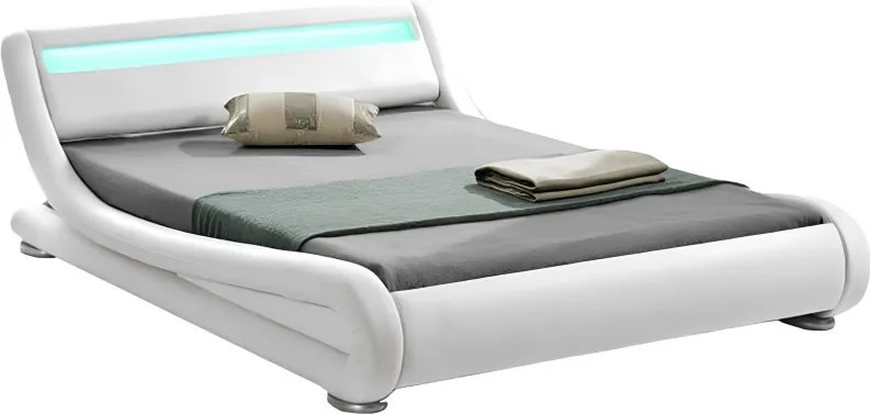 Moderní postel FILIDA 160x200 s RGB LED osvětlením, bílá Kondela 0000191849