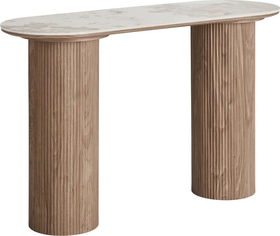 Béžový/v přírodní barvě konzolový stolek s deskou v dekoru mramoru 40x120 cm Athens – House Nordic