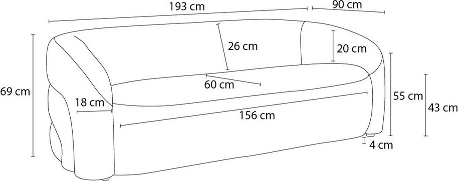 Pohovka z textilie bouclé v hořčicové barvě 193 cm Elina – Bobochic Paris