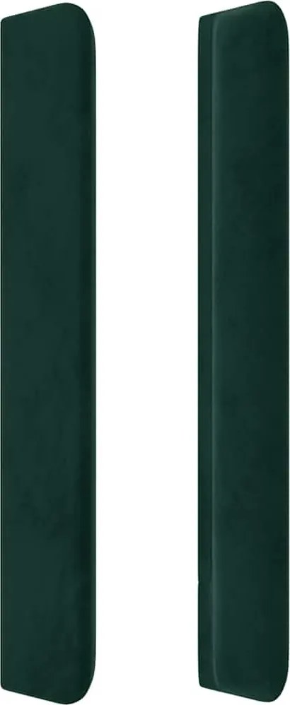 Čelo postele s LED tmavě zelené 203 x 16 x 118/128 cm samet 3124257