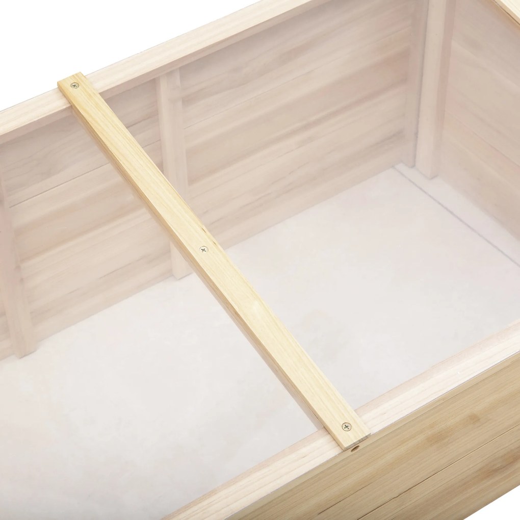 Outsunny skleník dřevěný chladicí rám, skleník a zahradní truhlík, 100x50x35 cm, přírodní, jedle, PC deska