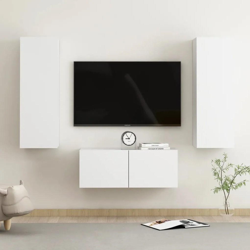 3dílný set TV skříněk bílý kompozitní dřevo 3078658