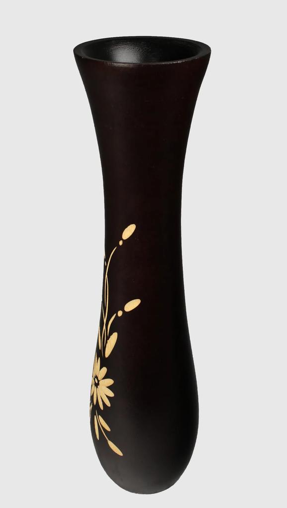 Dřevěná váza hnědá 30,5 cm Thajsko, ruční práce