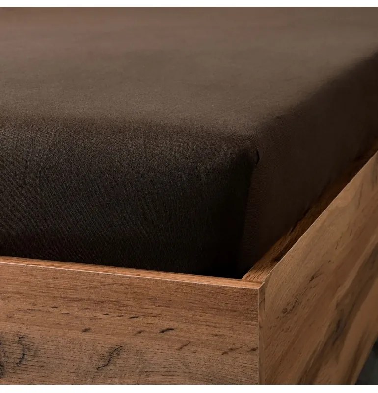 Prostěradlo tmavě hnědé jersey EMI, Plachta 90x200