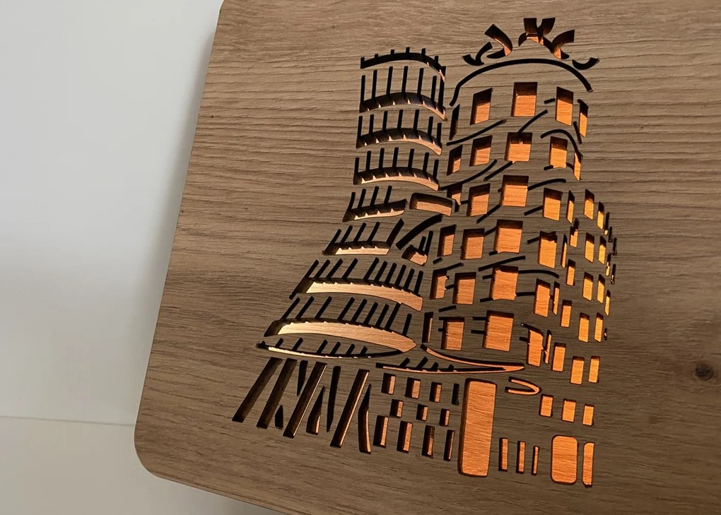 Li-Go "Tančící dům" lampa 19x19 cm provedení povrchu: dub