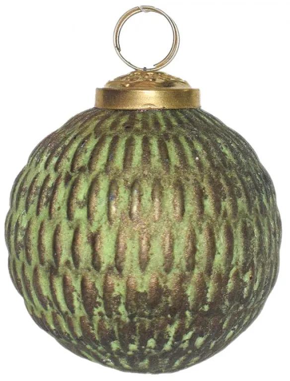 Zeleno-hnědá skleněná ozdoba koule – 7x7 cm