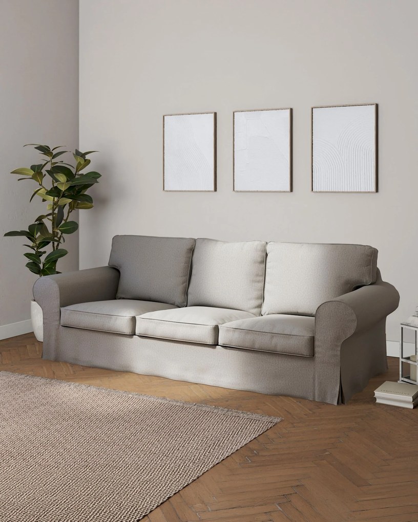 Potah na pohovku IKEA Ektorp 3-místná rozkládací, NOVÝ MODEL 2013 barva šedá látka pletený vzor