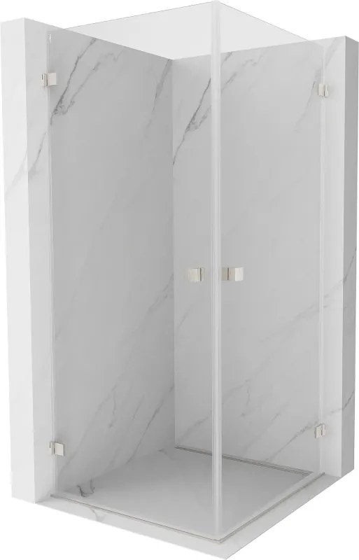 Mexen Lunar-B Duo výklopný sprchový kout 80 x 80 cm, čiré sklo, broušená ocel, 832-080L-080P-97-00