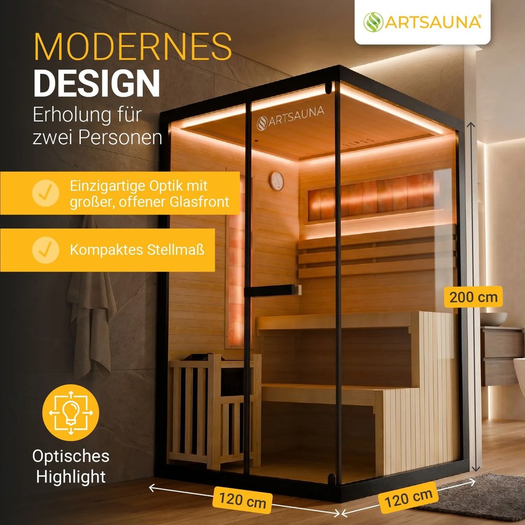Artsauna Finská sauna Vantaa, černá Velikost: 120 cm