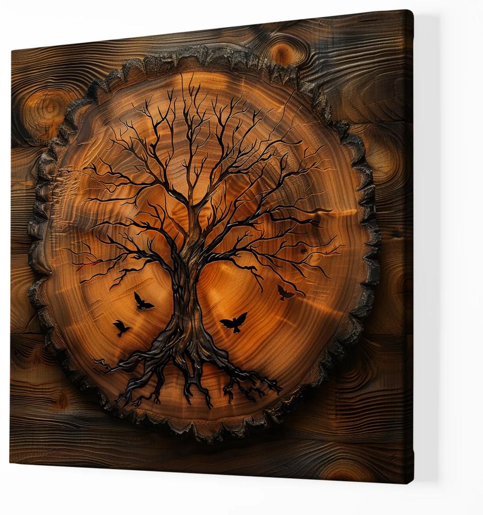 Obraz na plátně - Strom života Ygess, dřevo styl FeelHappy.cz Velikost obrazu: 100 x 100 cm