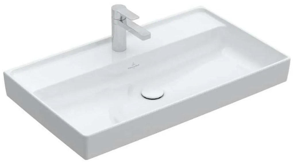 Villeroy & Boch Collaro - Umyvadlo nábytkové 80x47 cm, bez přepadu, otvor pro baterii, CeramicPlus, Stone White 4A3381RW