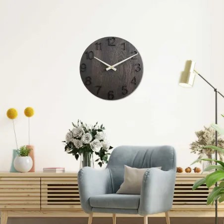 Luxusní dřevěné nástěnné hodiny Wenge – Černý design I SENTOP MAS016-OSMO-3169-heads-silver