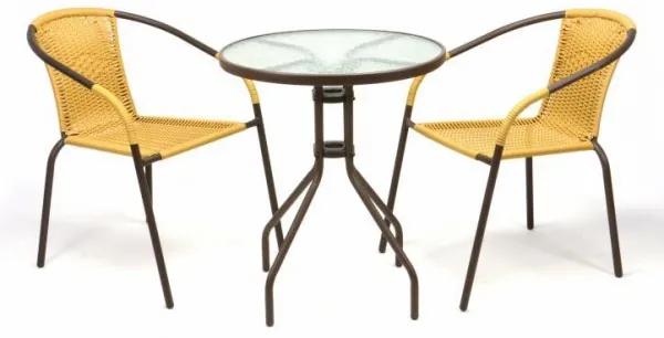Zahradní balkonový set 2 židle + skleněný stůl OEM D35215