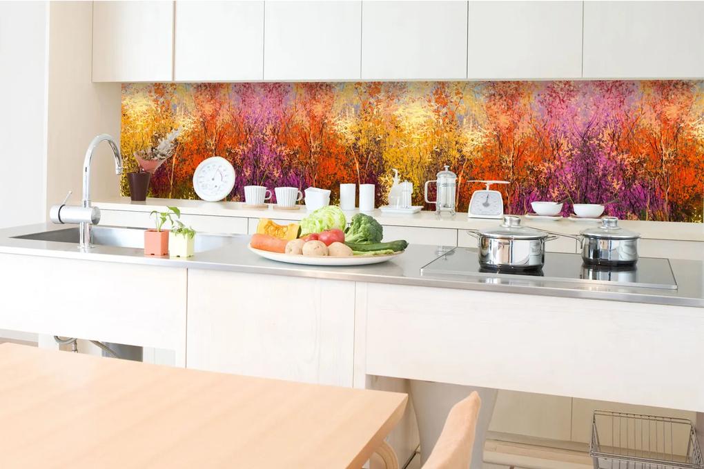 DIMEX | Fototapeta do kuchyně Barevné květinové pozadí KI-350-211 | 350 x 60 cm | vícebarevná, růžová, fialová, žlutá, oranžová